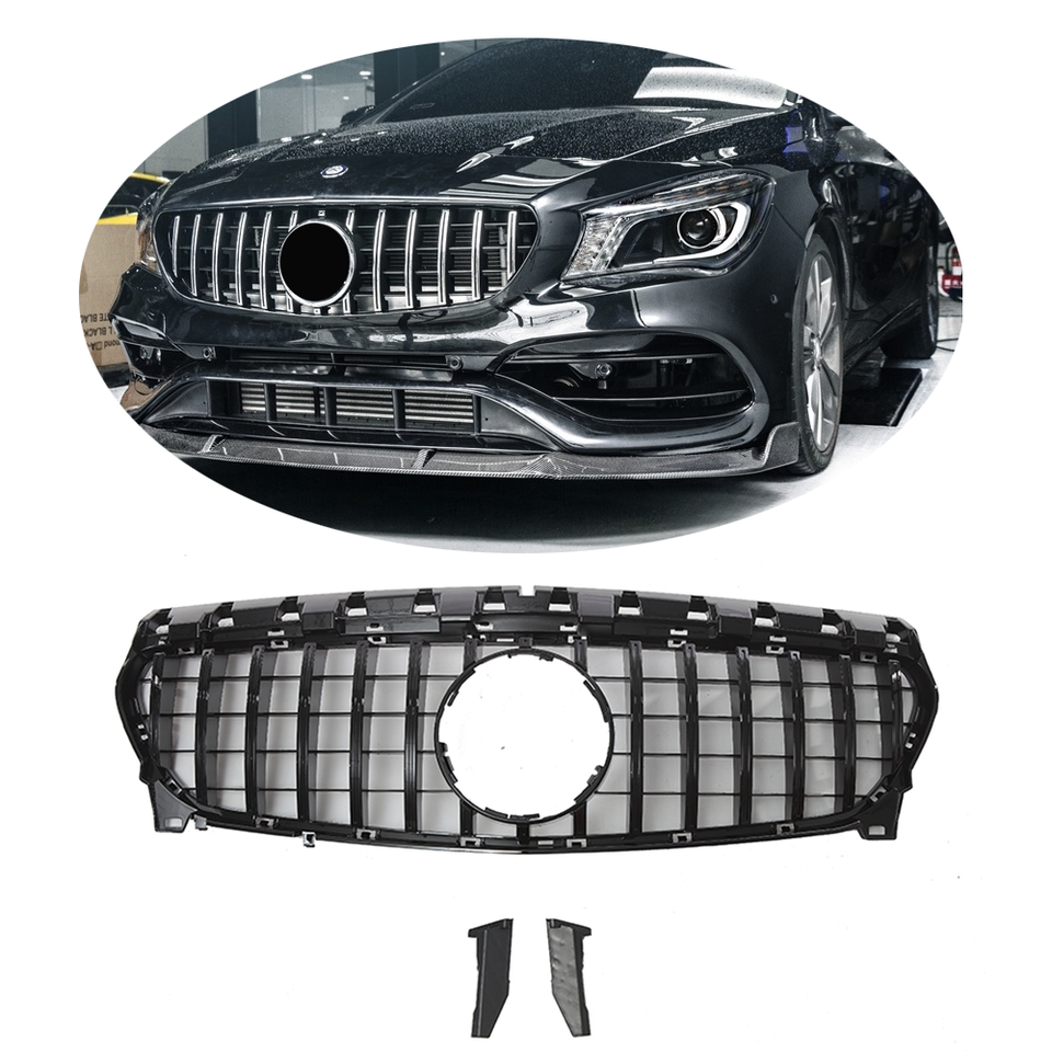 Glossy Black Front Grille Grill W/Emblem For Mercedes Benz W117 2013 ...