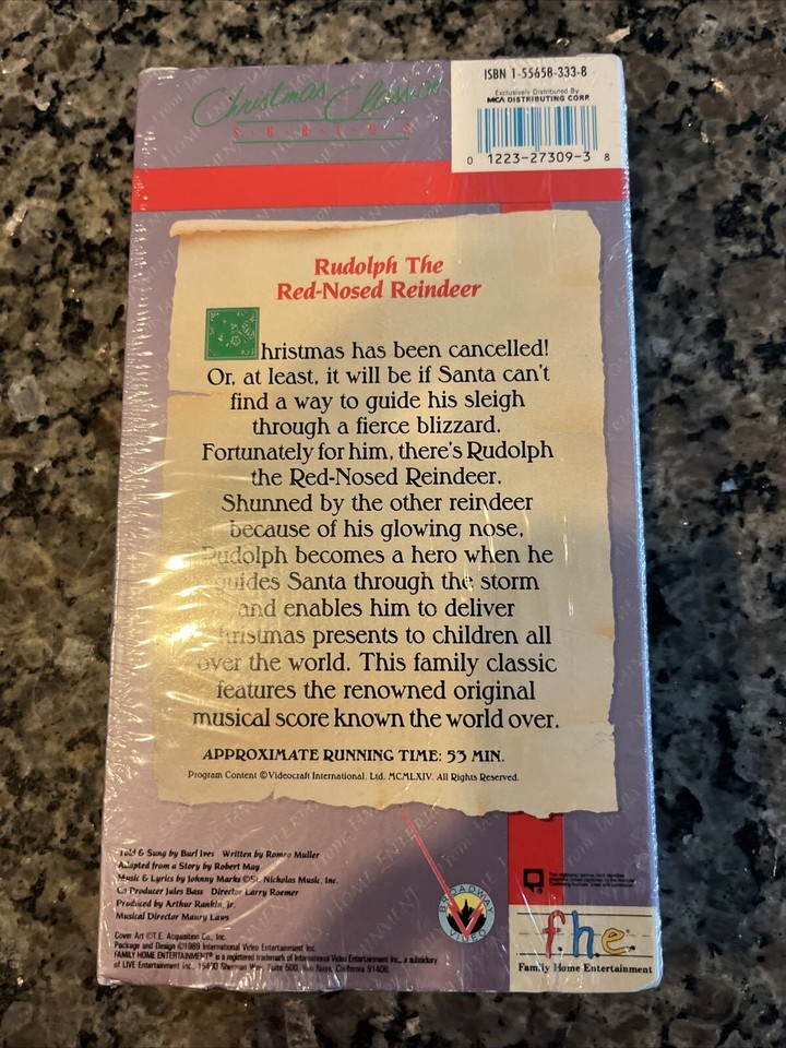 NEW SEALED! Rudolph the Red-Nosed Reindeer VHS F.H.E. 1989 edition Burl ...