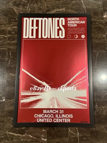 DEFTONES Poster FRAMED 11x17 Chicago 💯 Official Merch FOIL 053/300 ...