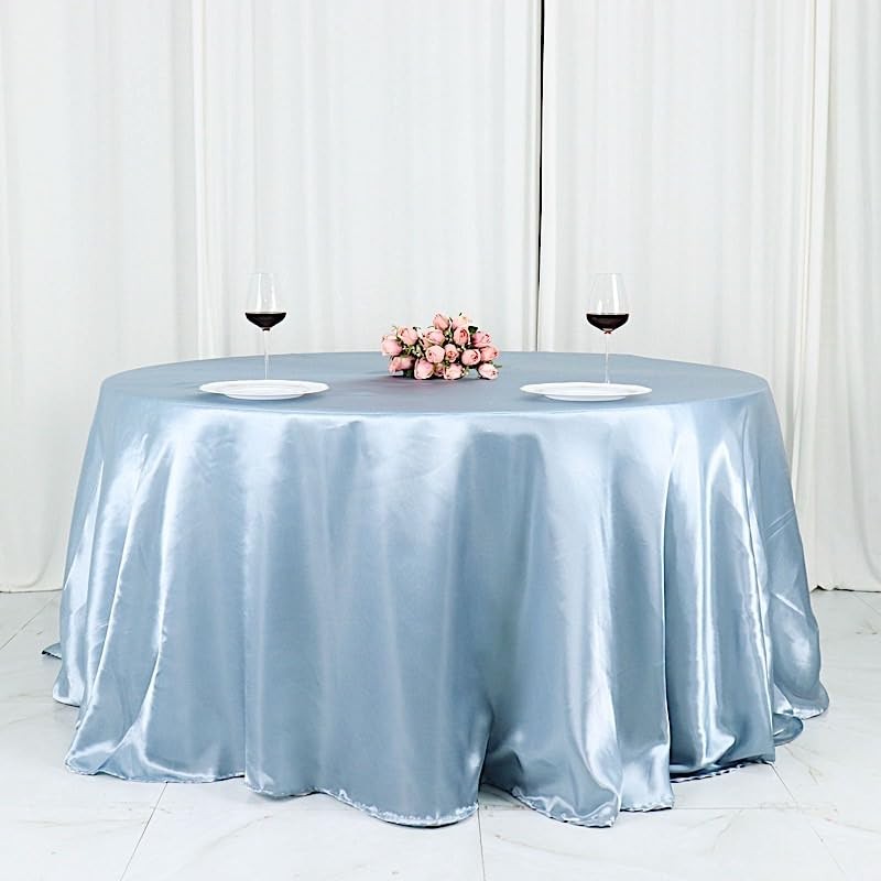 132 in Dusty Blue Satin Round Tablecloth Wedding Birthday Party Events ...