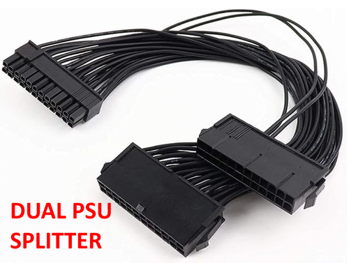 NEW 24 Pin Dual Multiple PSU Power Supply Splitter Adapter 30cm 1ft ...