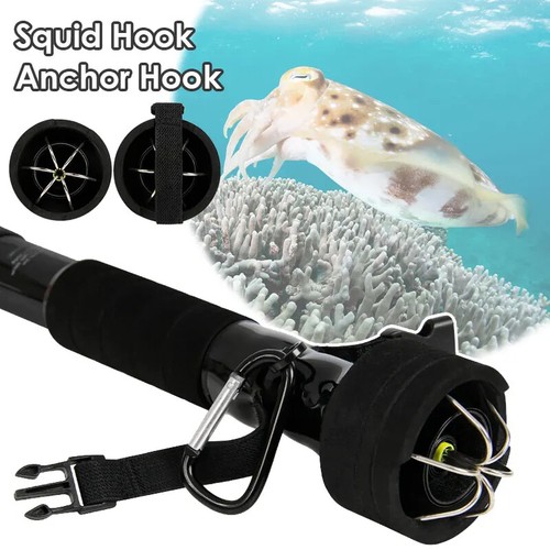 New Telescopic Fishing Squid Gaff Anchor Hook Carbon Stainless 6 Hooks ...