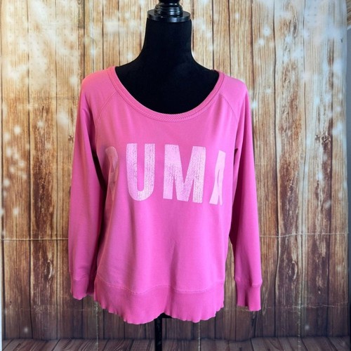 Puma Women’s Scoop Neck Long Sleeve Pullover Pink Sweatshirt Size ...
