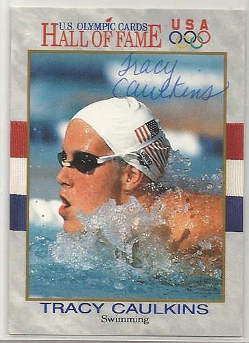 TRACY CAULKINS Autographed 1991 U.S. Olympics Hall of Fame Trading Card ...