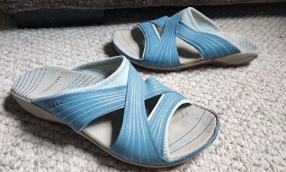 Merrell Heather Ocean Blue Slides Comfort Ergo Sandals Women's Size 6 ...
