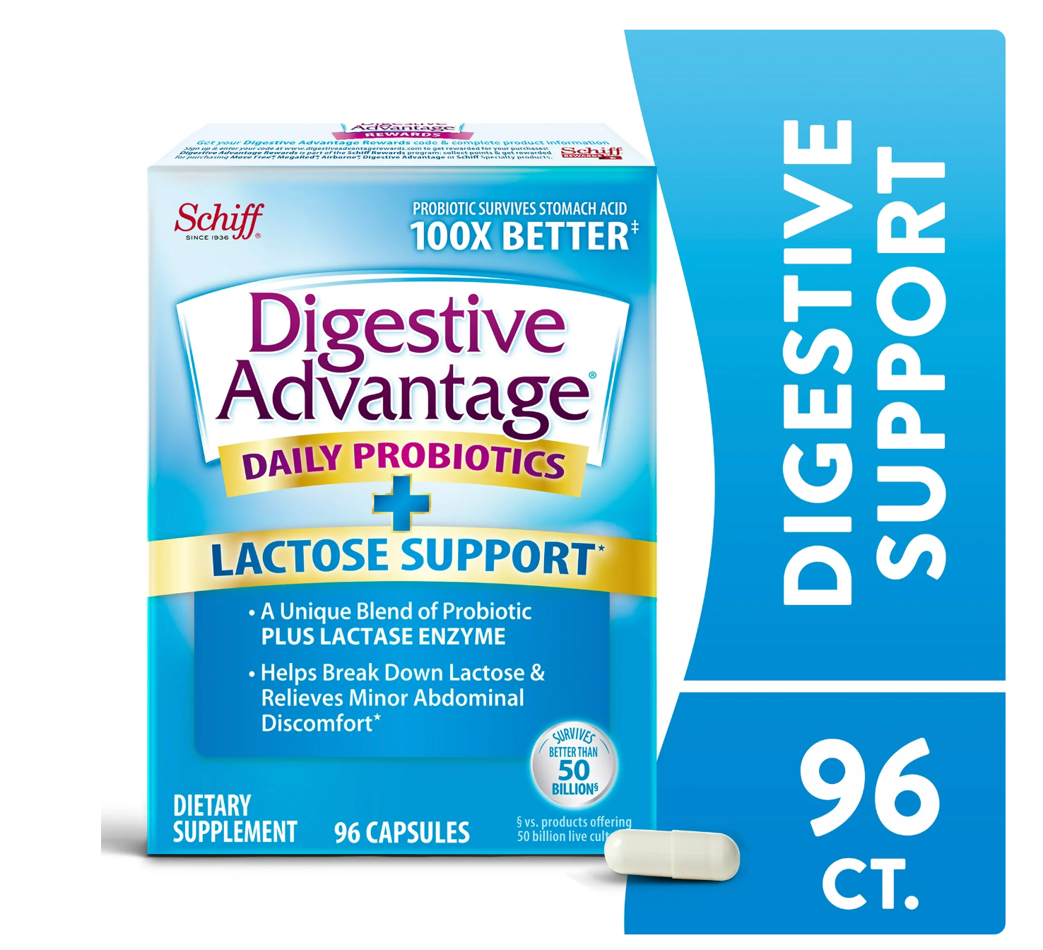 Digestive Advantage Lactose Defense Formula Probiotic, Digestive Enzyme ...