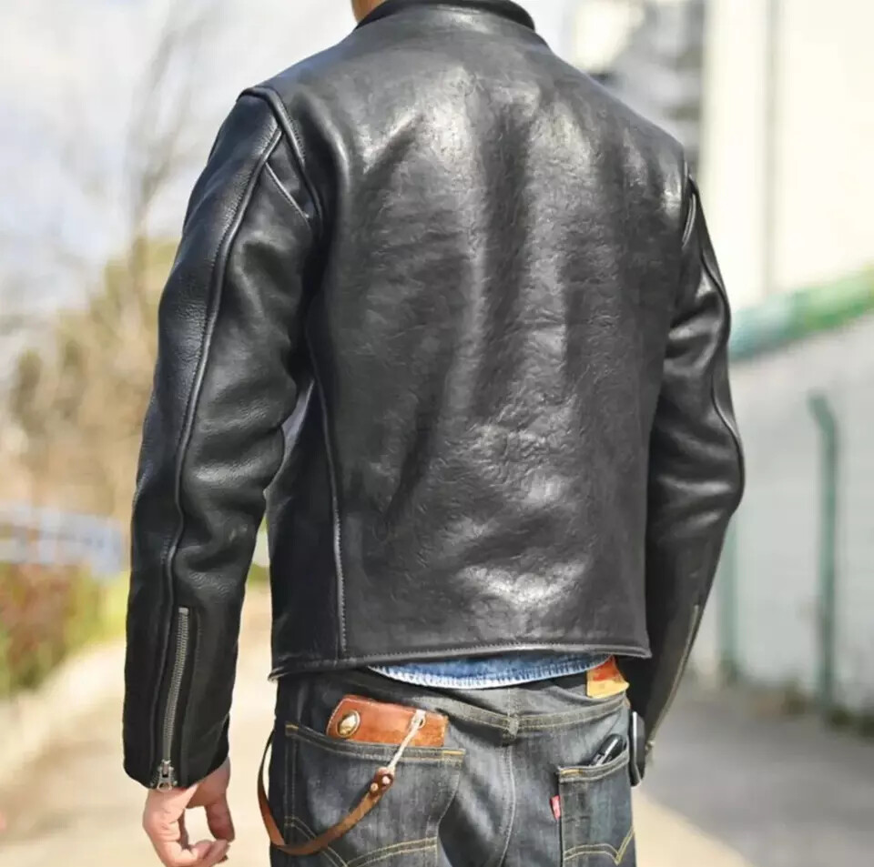 MEN'S REAL COWHIDE PREMIUM LEATHER MOTORCYCLE BIKER TOP LEATHER JACKET ...