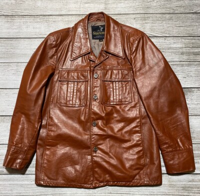 Vintage 70’s Startown Leather Jacket Size 40 Medium Brown | eBay