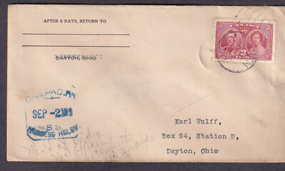 1939 cover Canadian Pacific Railway SS Princess Helene Digby NS ...