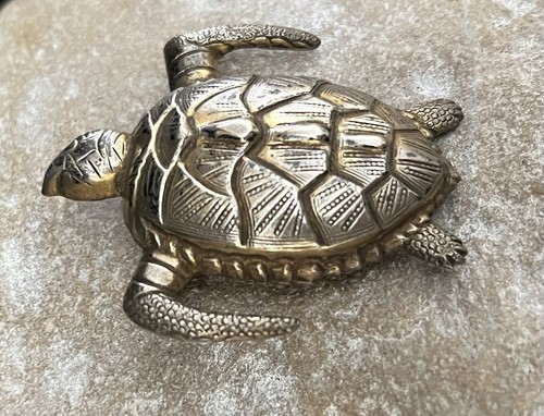 Vintage Loggerhead Sea Turtle Pin Brooch Hollow 1950’s Silver Plate 1 7 ...