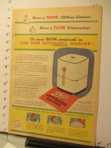 newspaper ad 1947 THOR automatic washing machine dishes laundry Hurley ...