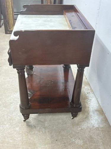 Antique NY Empire classical mixing table 1830 marble top stand mahogany ...