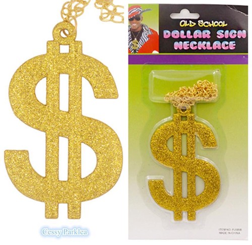 SN-E1-3 Big Adult Dollar Sign Medallion 70s 80s Disco Ali G Gangster ...