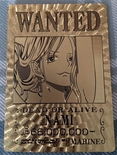 RARE NAMI One Piece Anime 24K Gold Flake Wanted Card CCG USA SELLER | eBay