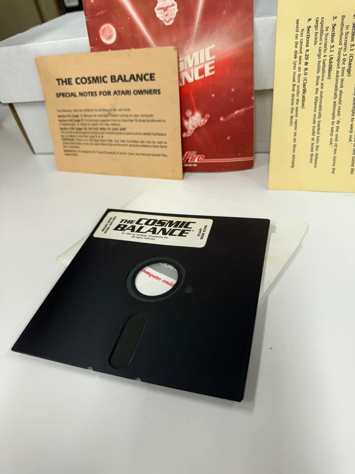 The Cosmic Balance (Atari 400/800 & Apple II, SSI ,) TESTED WORK no box ...