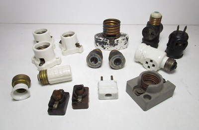 15pcs Antique Lighting Hardware Socket Outlet Splitter Fuses Porcelain ...