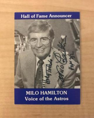MILO HAMILTON VOICE OF THE ASTROS SIGNED AUTOGRAPHED HALL OF FAME 1992 ...