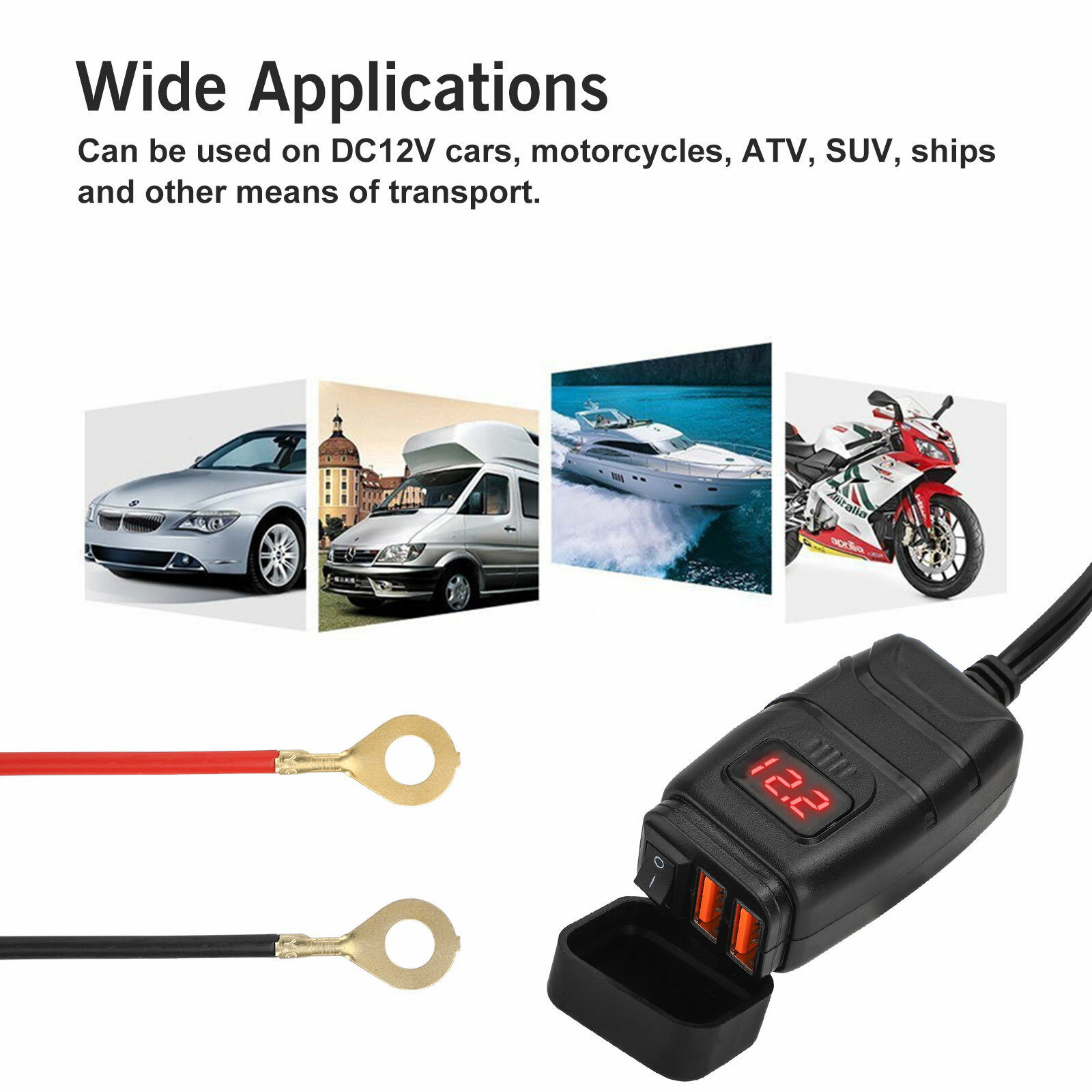 Motorcycle USB Charger, Quick Charge 3.0 Dual USB, Motorcycle Phone GPS ...