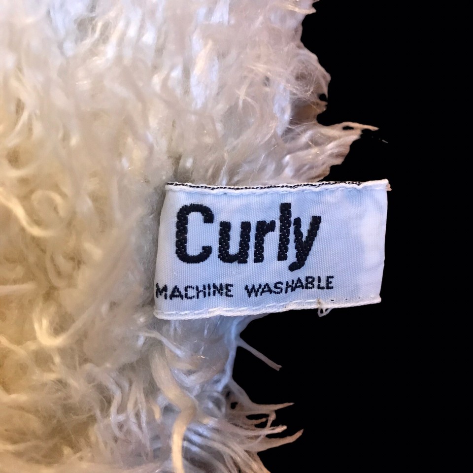 Russ CURLY White Dog Plush VTG Laying Flat Scruffy 10” | eBay