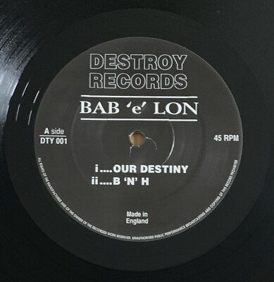 Rare BAB ‘E’ LON - Our Destiny VINYL 12" 45 RPM UK 1992 DESTROY DTY001 ...