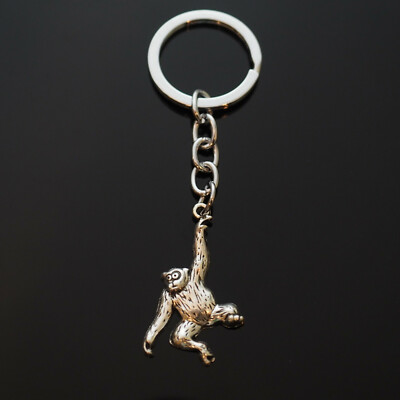 Monkey Chimp Chimpanzee Vintage Silver Charm Keychain Key Chain Zoo Ape ...