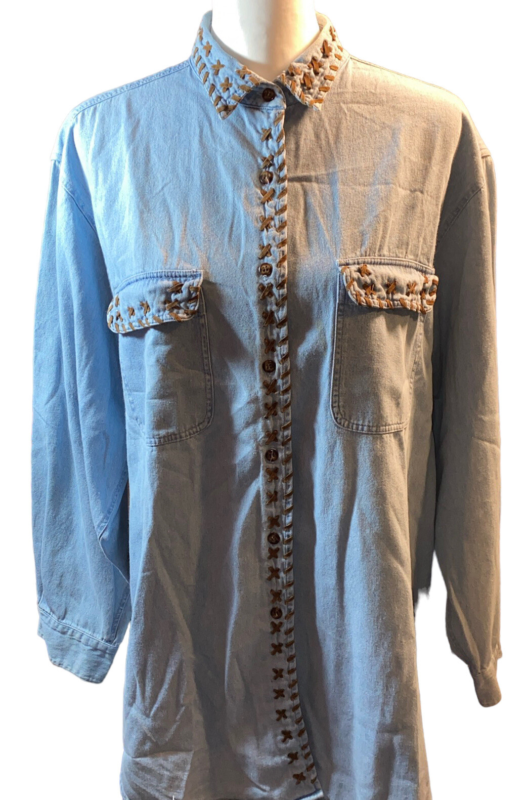 Cambridge Dry Goods Western Shirt Women's Sz 14 Denim Whip-Stitch ...
