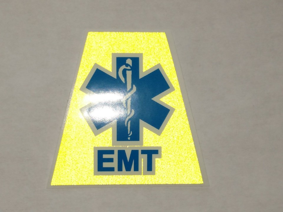 Reflective Fluorescent Yellow EMS EMT PARAMEDIC Tetrahedron Helmet ...