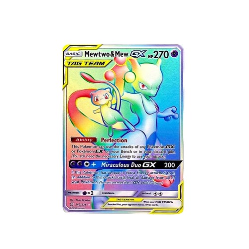 For Mewtwo & Mew GX Rainbow Gold Metal Pokemon Card Collectible NEW ...