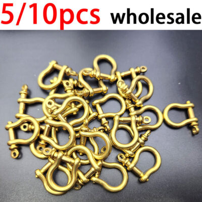 5/10pcs Solid Brass Bow Shackle Joint Connect D Ring For Bag Wallet Key ...