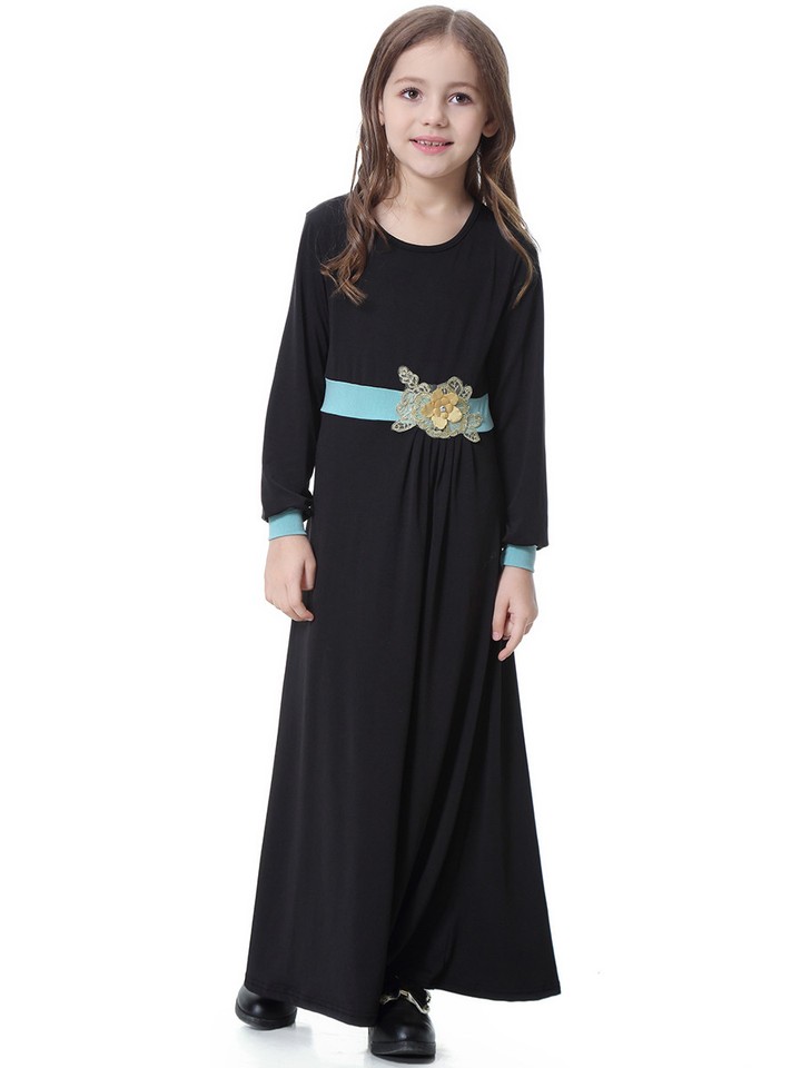 Muslim Child Girls Abaya Long Dress Burka Prayer Maxi Kaftan Robe Arab ...