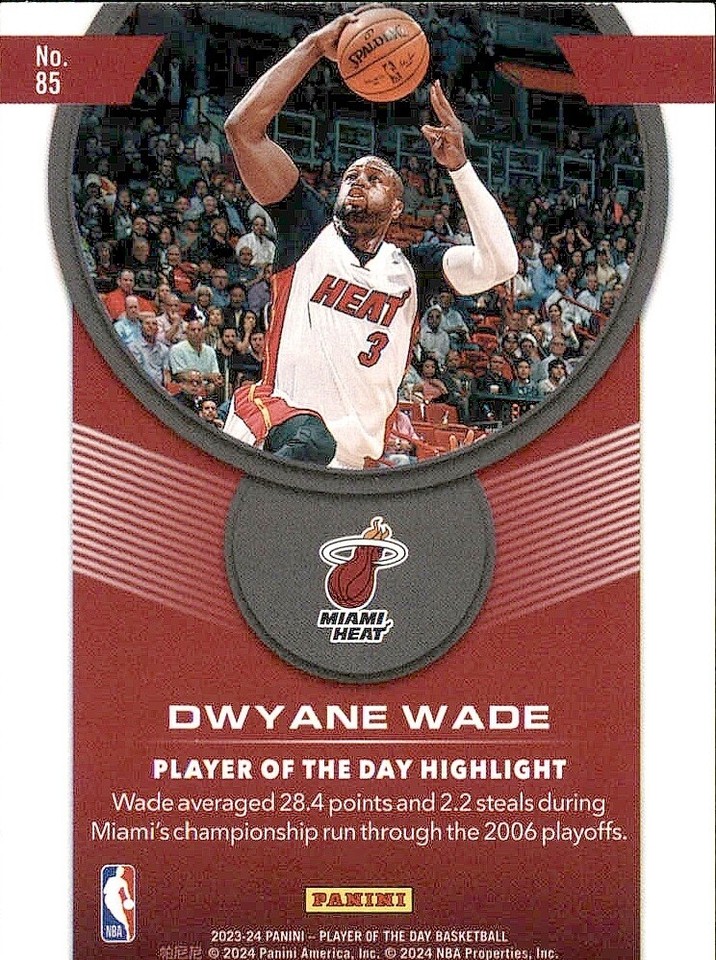 2024 Panini Basketball Player of the Day Miami Heat - Dwayne Wade #85 ...