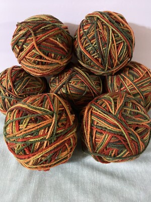 Lot Red Heart Yarn “Fall” 7 Skeins Rolled Into Balls. Worsted 4-Ply ...