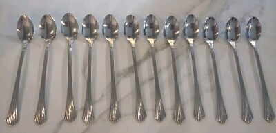 12 Farberware Heron Iced Tea Dessert Sundae Spoons Stainless Flatware ...