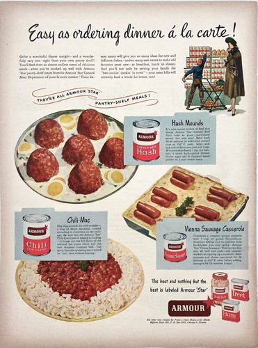 Armour Meats Hash Mounds Chili-Mac Vienna Sausage Casserole Vtg Mag ...