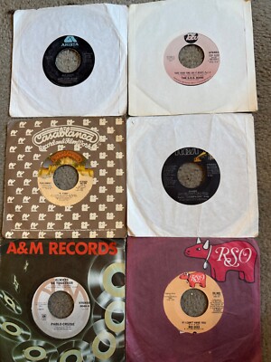 Lot of (6) Random 45 rpm Vintage 7” Vinyl Records Jukebox Rock Pop ...