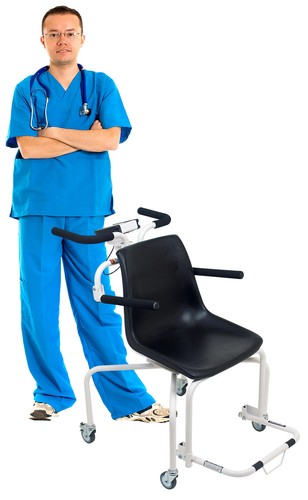 Detecto 6880 Digital Rolling Chair Scale, 400 lb x 0.2 lb, RS232, LCD ...