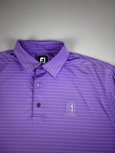 Footjoy Polo Shirt Mens 2XL Purple Striped Golf Golfing Outdoors TPC ...