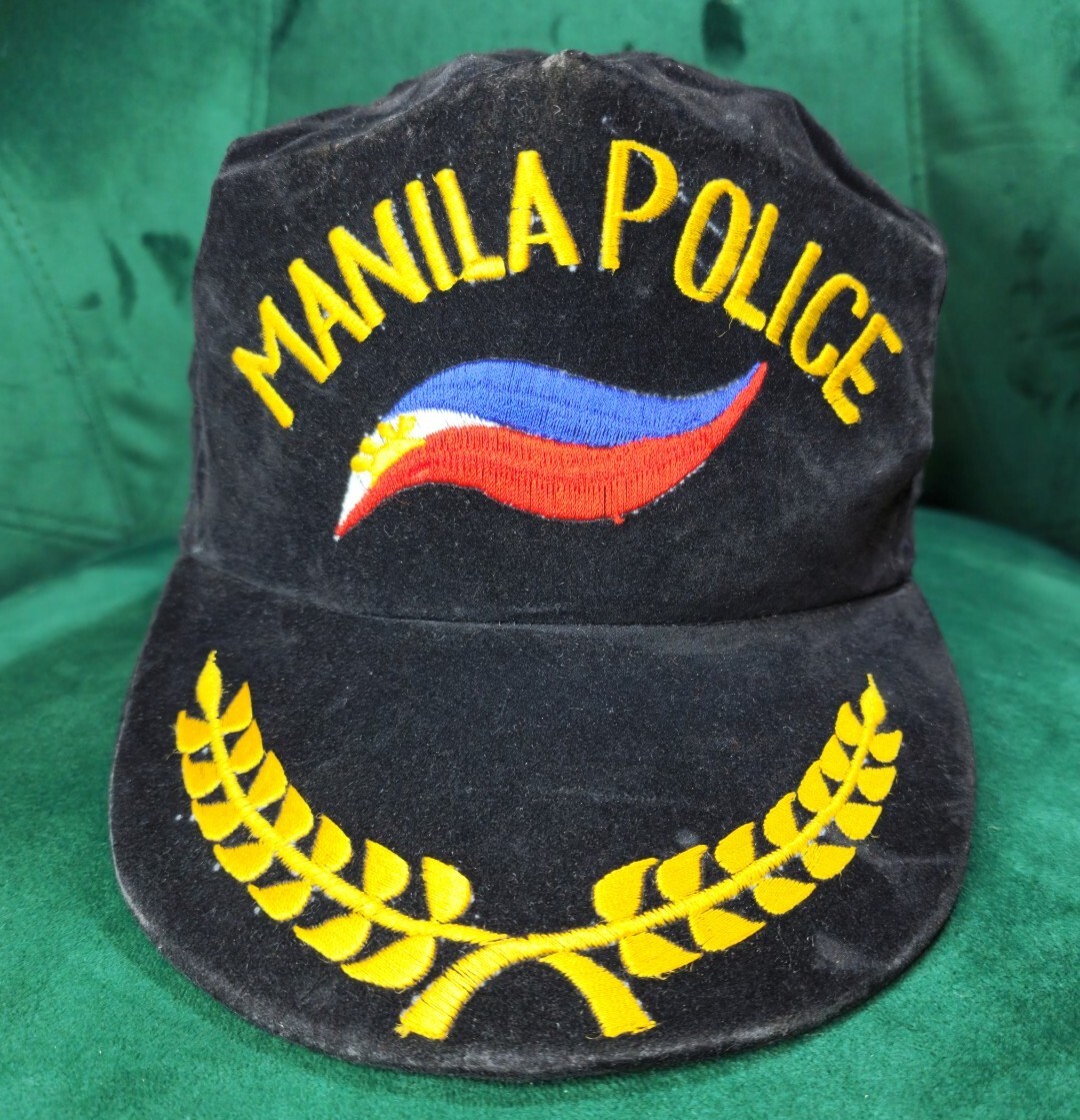 Vintage Manila Police Philippines Hat Faux Suede Embr… - Gem