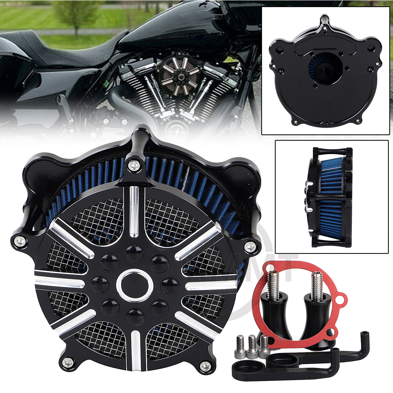 Air Cleaner Blue Intake Filter For Harley Street Glide Road King ...