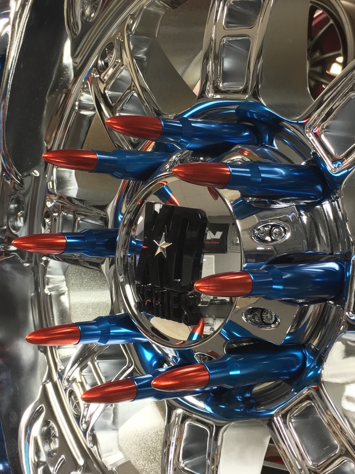 20 TRUE SPIKE 7 INCH 12X1.25 FORGED STEEL LUG NUTS W/ RED 50 CAL BULLET ...