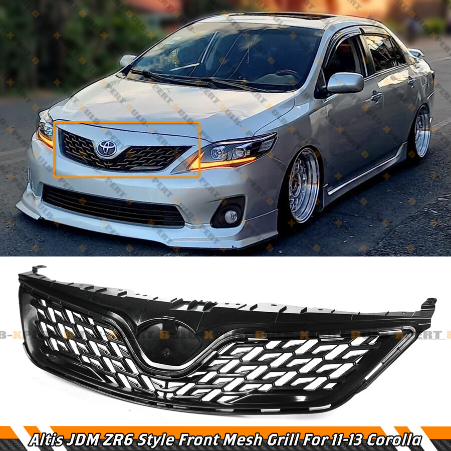 FOR 2011-2013 Toyota Corolla Altis JDM ZR6 Style Matte Black Front Mesh ...