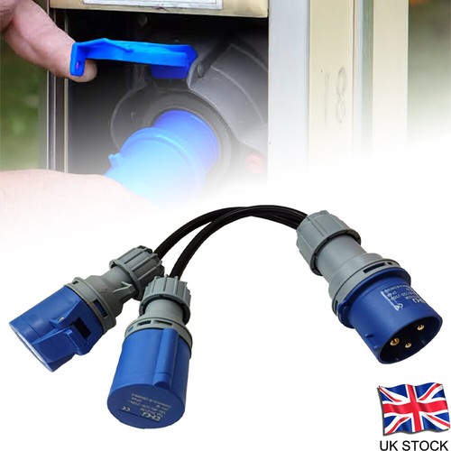 32A Splitter Cable 240V Caravan 2 Way Hook Up Y Piece 2 x 16 Amp ...