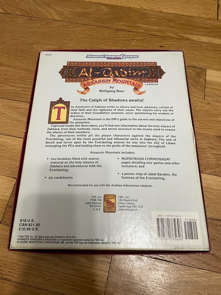 Advanced Dungeons & Dragons 2e Assassin Mountain Box Set TSR Al-Qadim ...