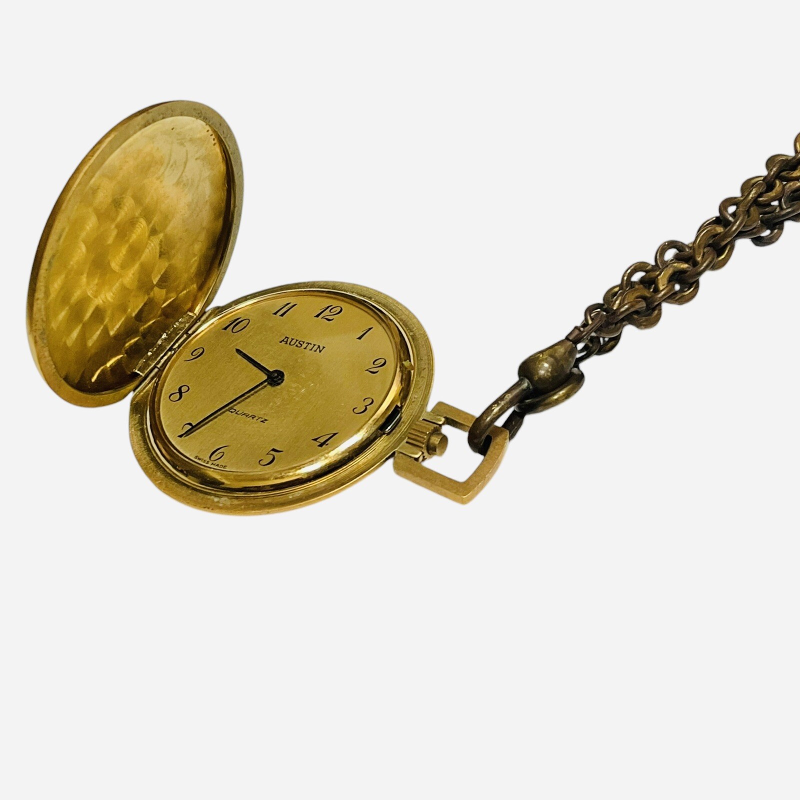 Austin Quartz Pocket Watch Chain Swiss Made Gold Plated Vintage ...