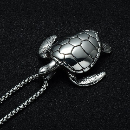 Stainless Steel Big Sea Turtle Pendant Necklace Jewelry Men's 24" Box ...