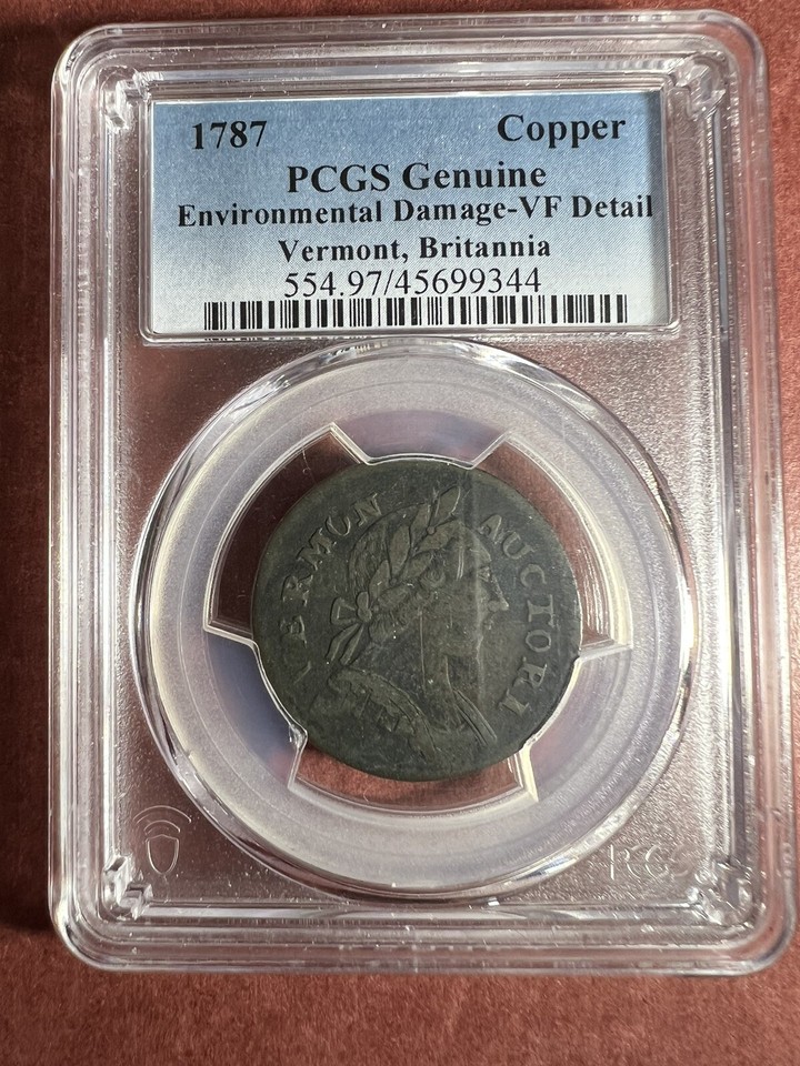 1787 Vermont Copper Cent Britannia PCGS VF Detail Colonial Strong Coin ...