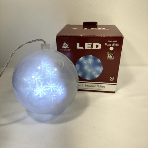 Enchanted Forest LED Holographic Snowflake Sphere White 6” Diameter ...