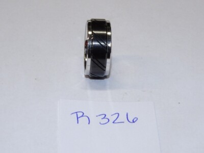 Triton Tungsten Carbide Wedding Ring 9mm Size 12 Silver w/Black Center ...