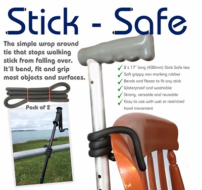 Walking Stick Holder Pack of 2 ties for easy safe walking stick storage ...