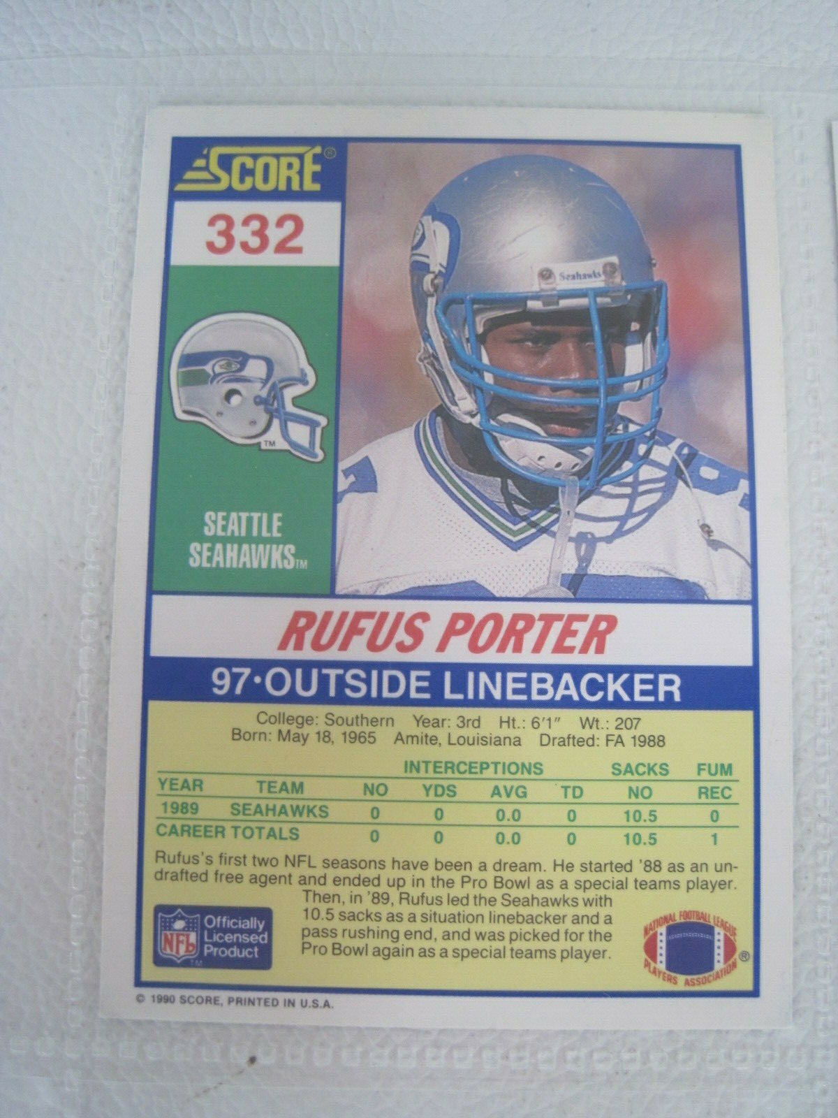 Lot Of 3 Seattle Seahawks NFL Player Cards With Binder Sheet (Rufus ...